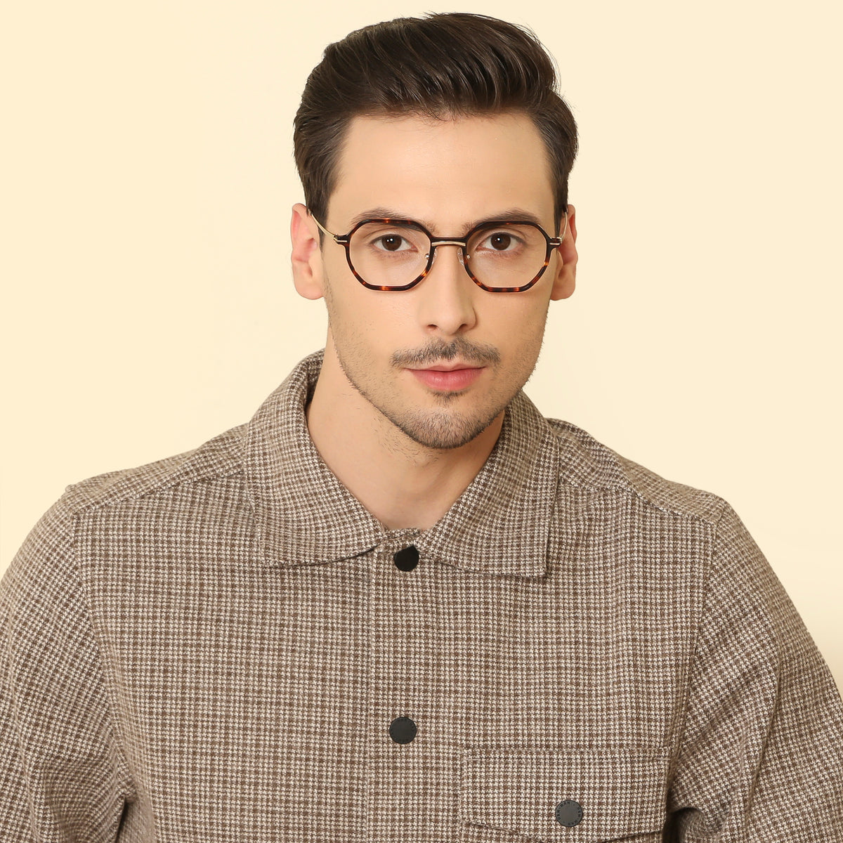 Tortoise Hexagonal Full Rim Unisex Eyeglasses By John Jacobs 142891