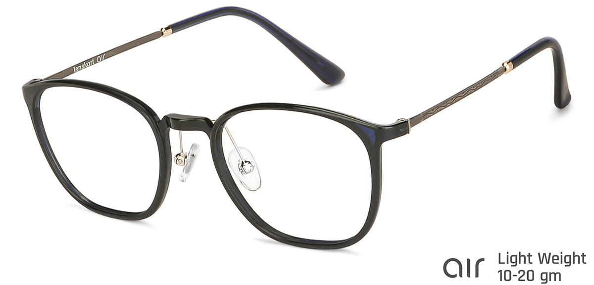 Blue Rectangle Full Rim Narrow Unisex Eyeglasses By Lenskart Air 143101