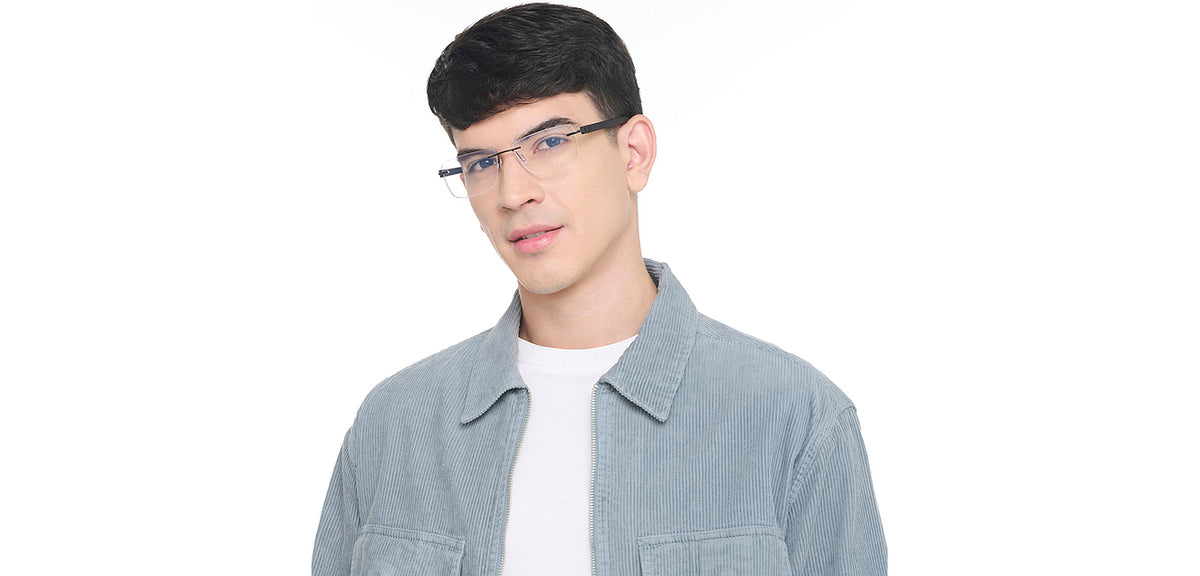 Black Rectangle Rimless Unisex Eyeglasses By Lenskart Air 225543