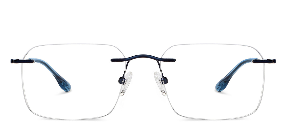 Blue Geometric Rimless Unisex Eyeglasses By Vincent Chase 200808 Lenskart